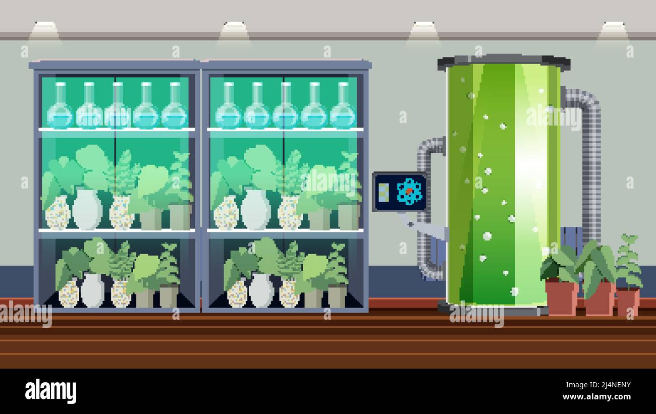 Science laboratory room for chemical experiments illustration Stock ...