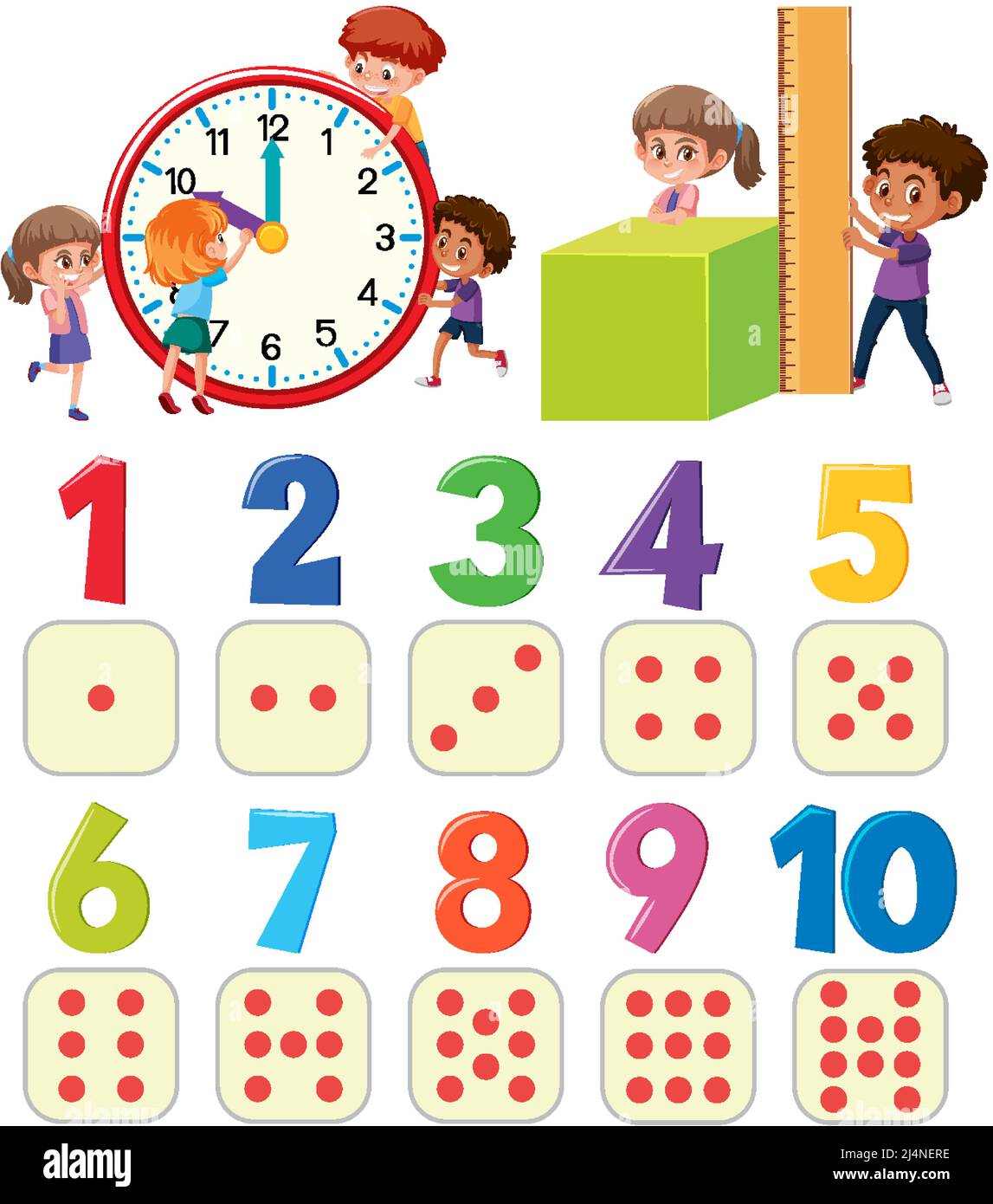 Counting number 0 to 9 and math symbols illustration Stock Vector Image ...