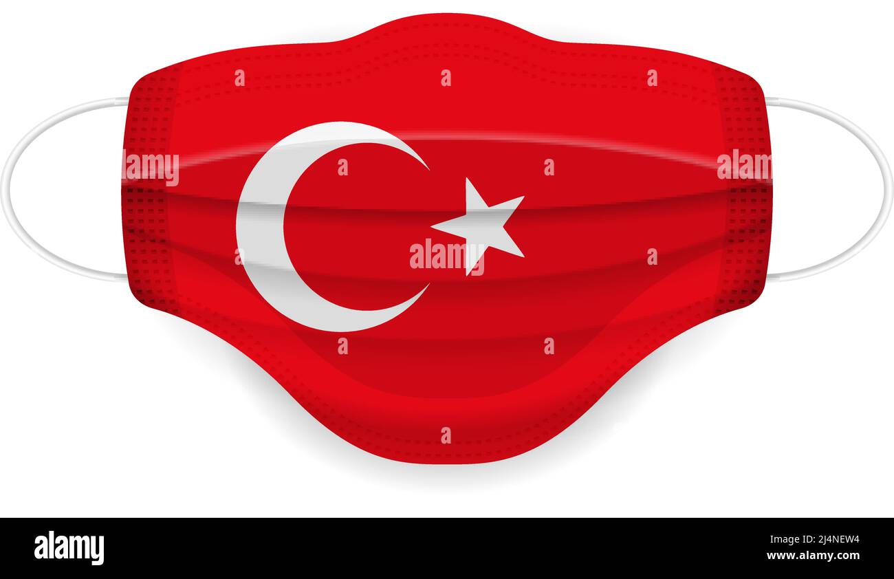 Medical mask Turkey flag on a white background. Vector illustration ...