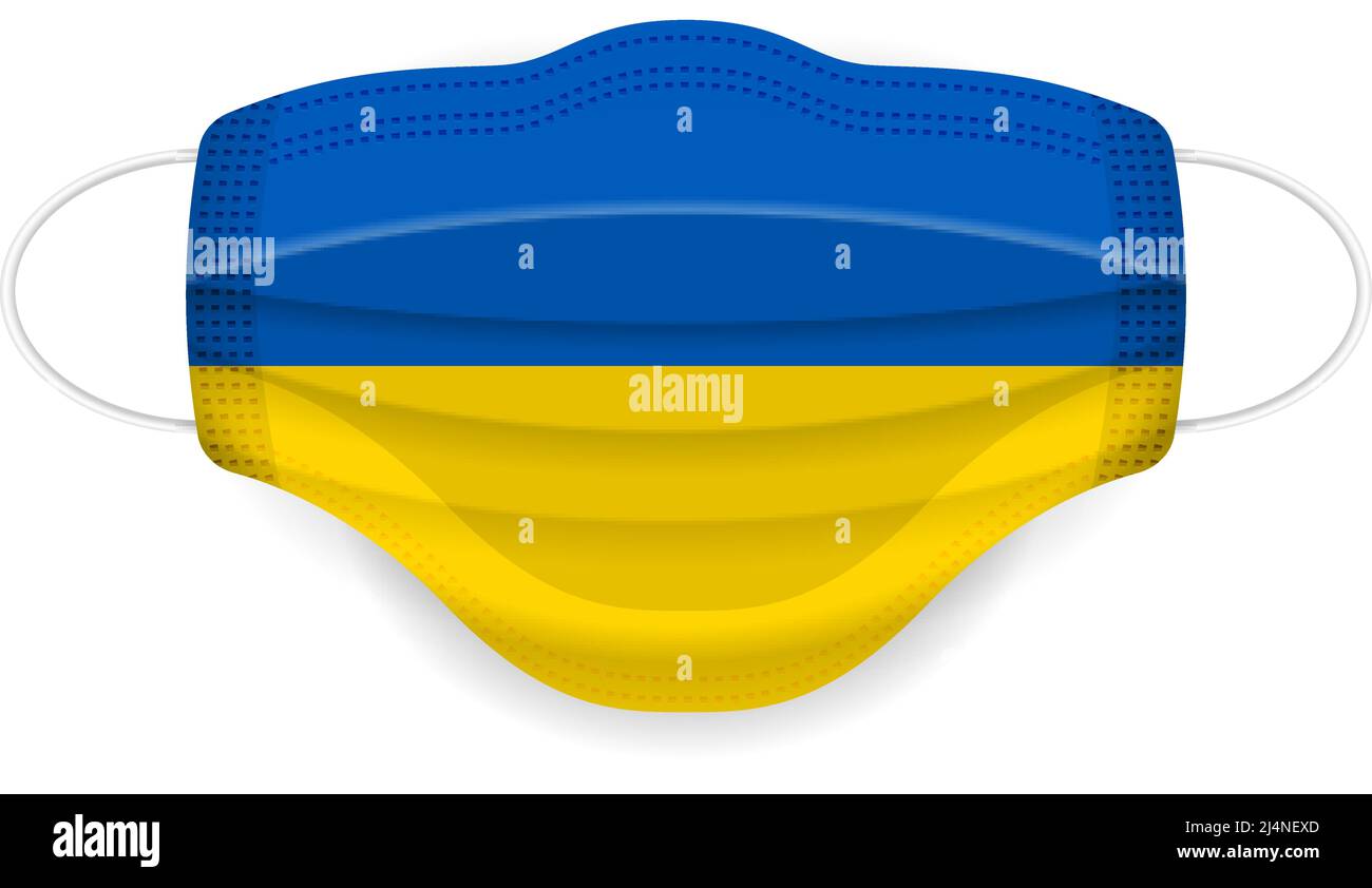 Medical mask Ukraine flag on a white background. Vector illustration ...