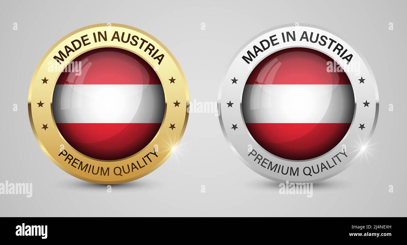 Made in Austria graphics and labels set. Some elements of impact for ...