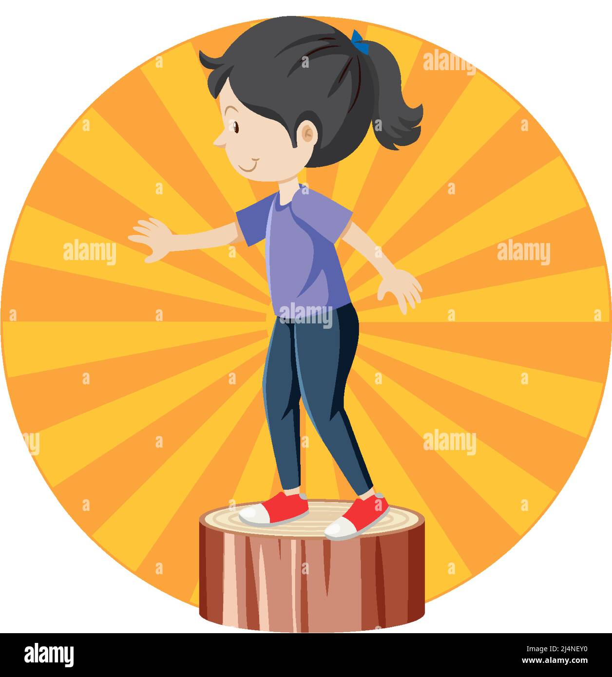Active girl simple cartoon character illustration Stock Vector Image ...