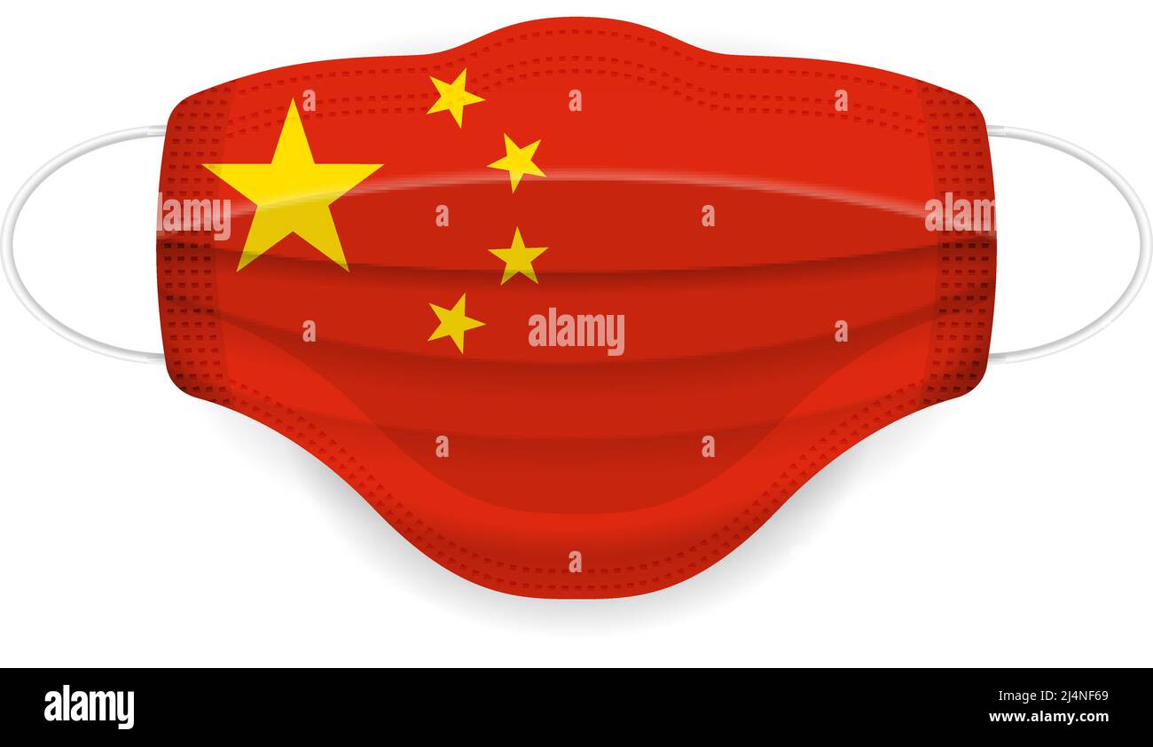 Medical mask China flag on a white background. Vector illustration ...