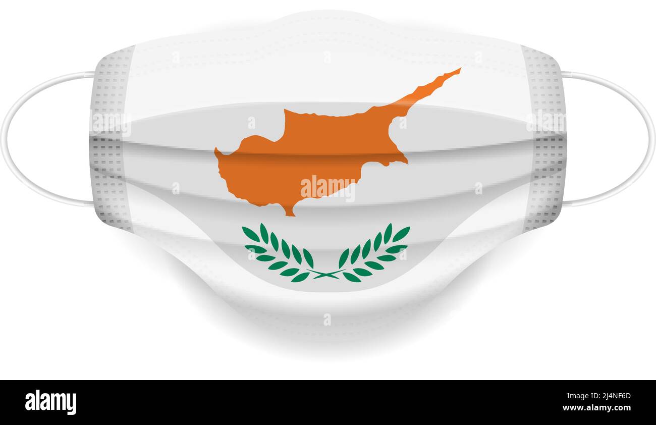 Medical mask Cyprus flag on a white background. Vector illustration ...