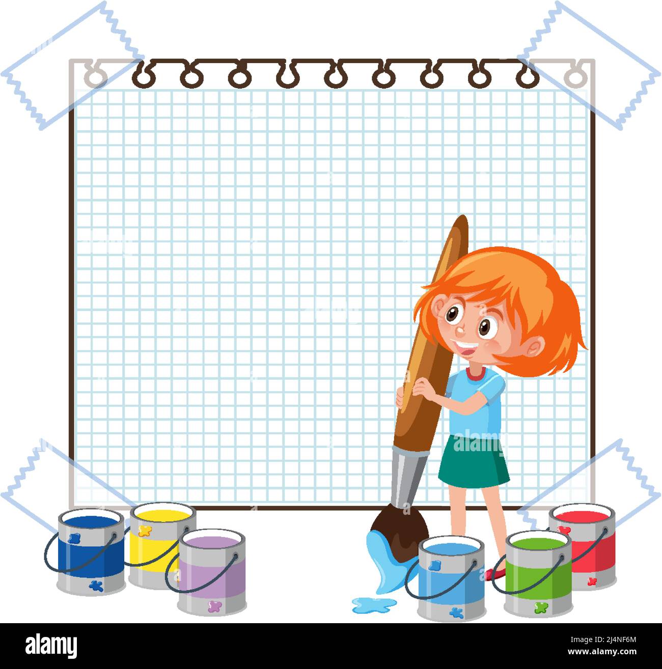 Empty board template with children cartoon character illustration Stock ...