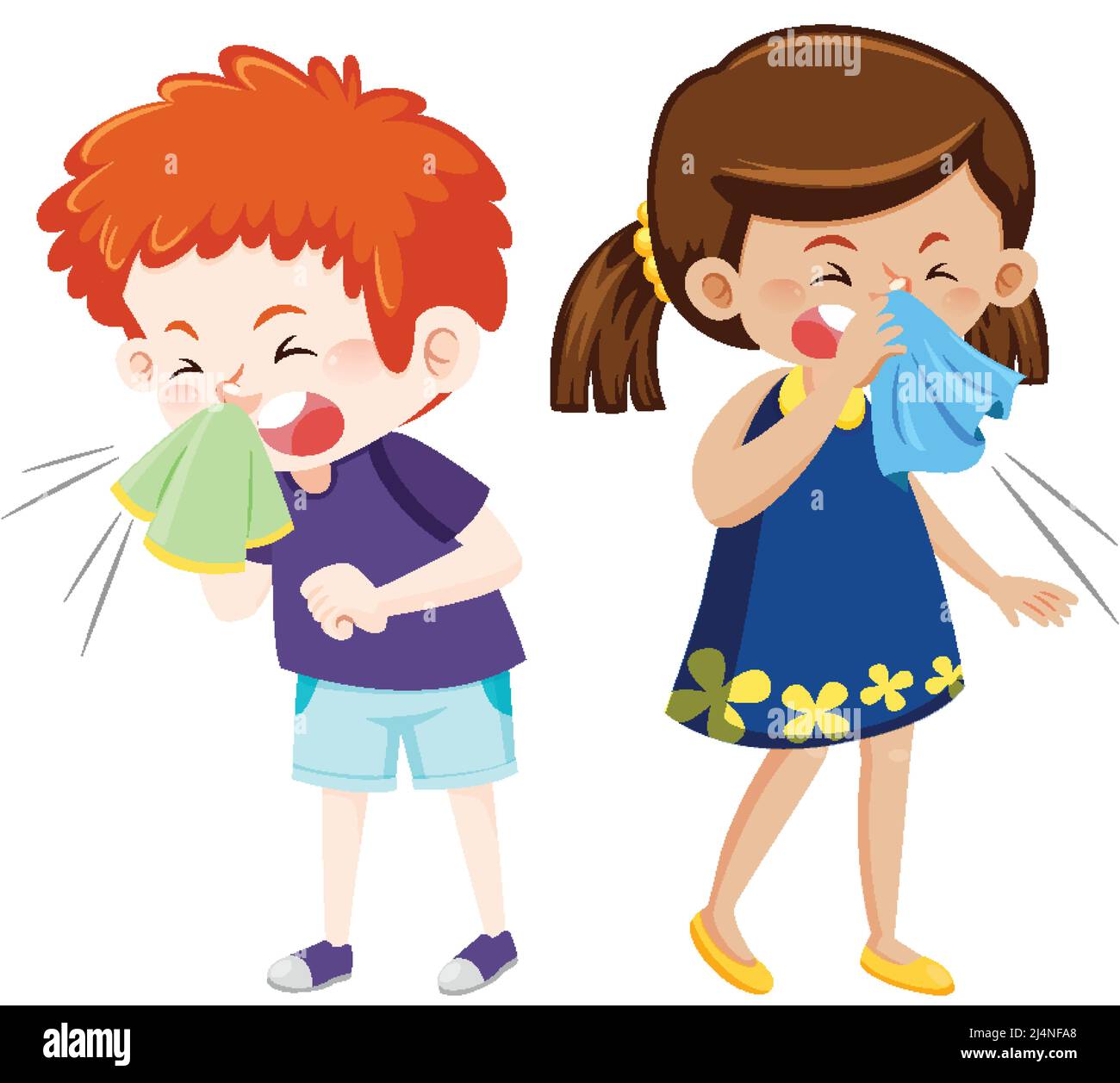 Children having a cold on white background illustration Stock Vector ...