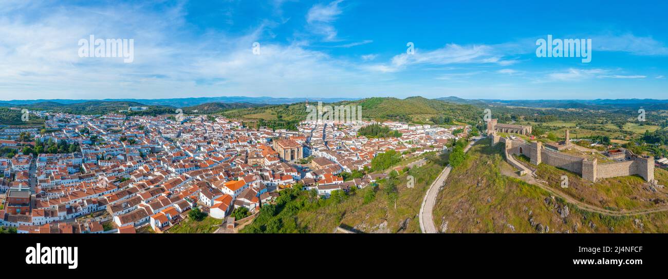 Panorama view of castle in Spanish town Aracena Stock Photo - Alamy