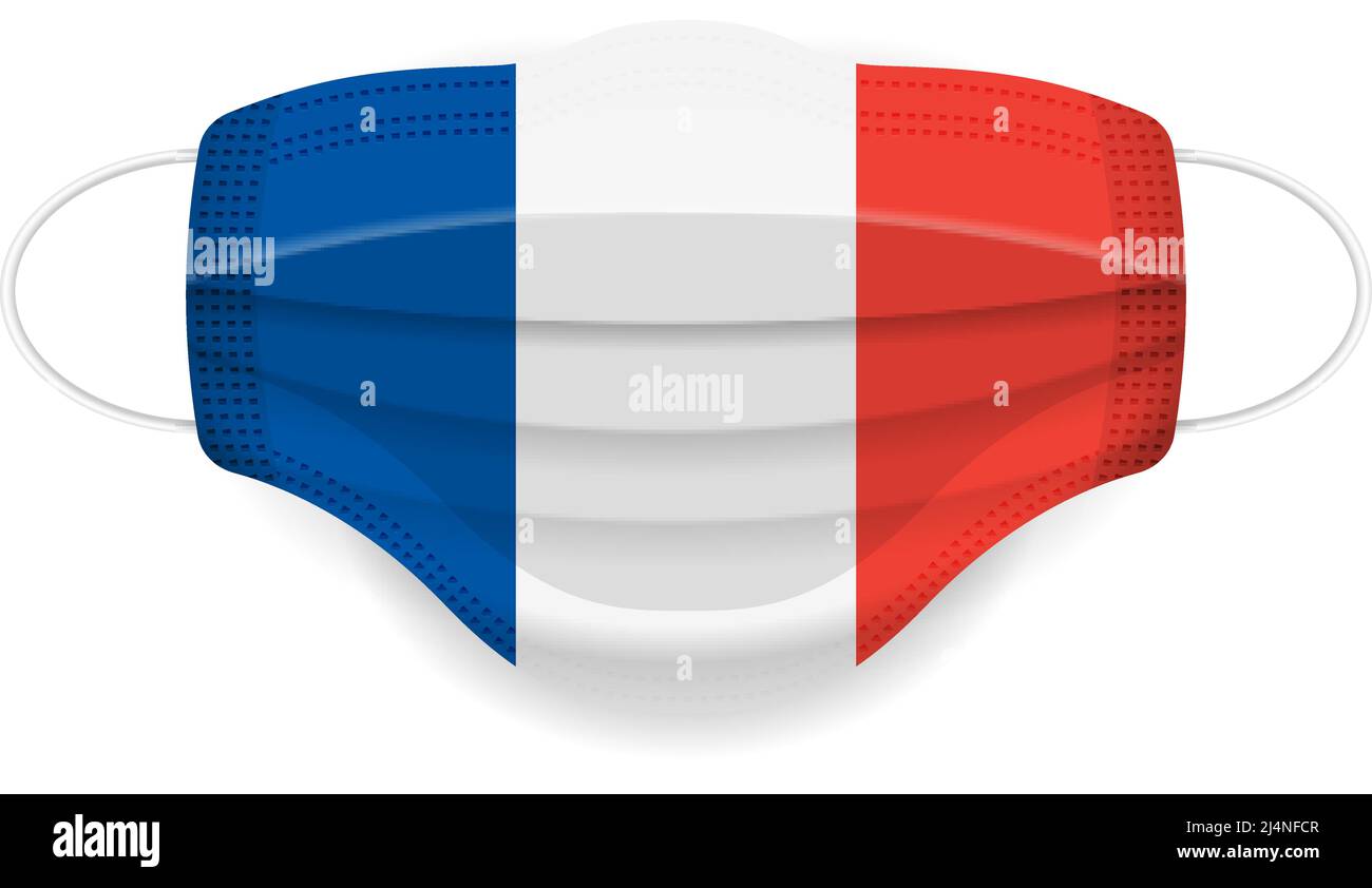 Medical mask France flag on a white background. Vector illustration ...