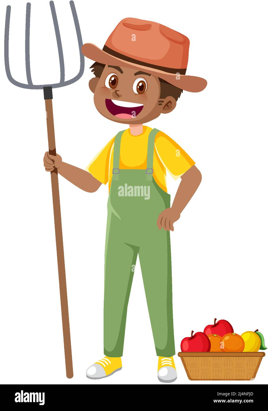 Farmer with fresh fruits illustration Stock Vector Image & Art - Alamy