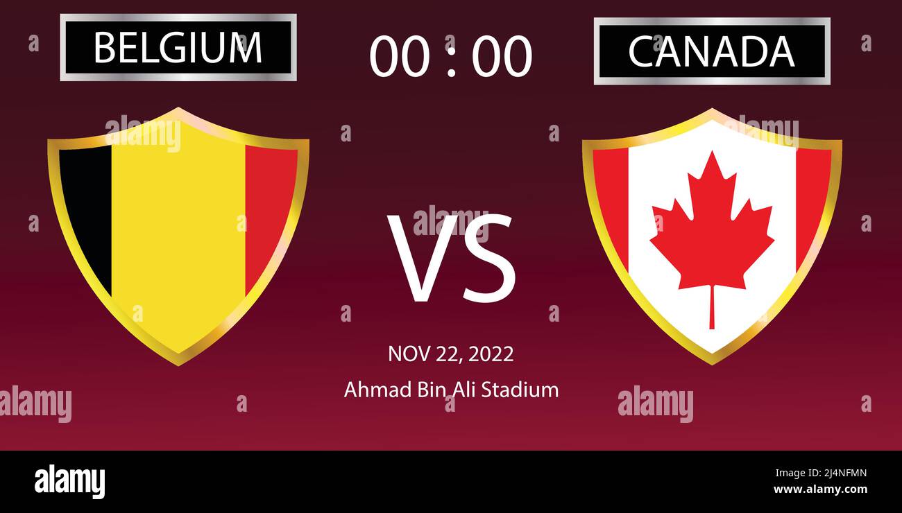 FIFA world cup Qatar 2022. Group stage matches. Belgium vs Canada ...