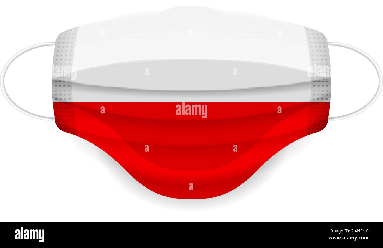 Medical mask Poland flag on a white background. Vector illustration ...