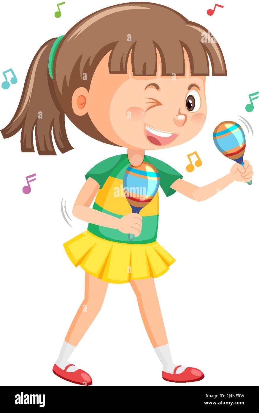 Cute girl cartoon holding microphone singing illustration Stock Vector ...