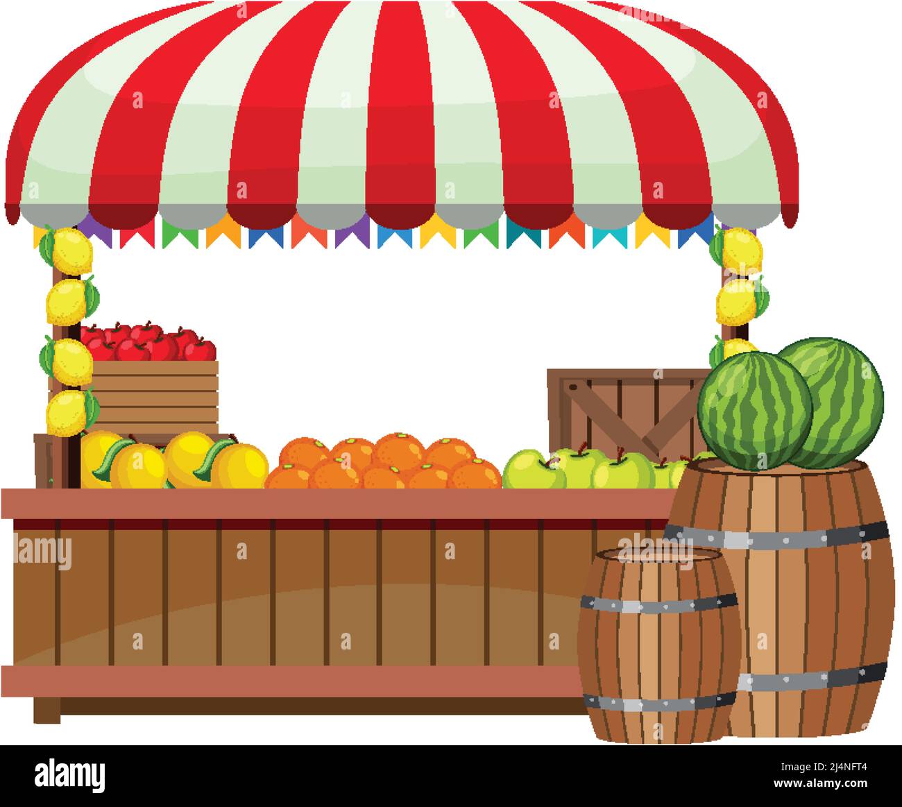 Flea market concept with fruit store illustration Stock Vector Image ...