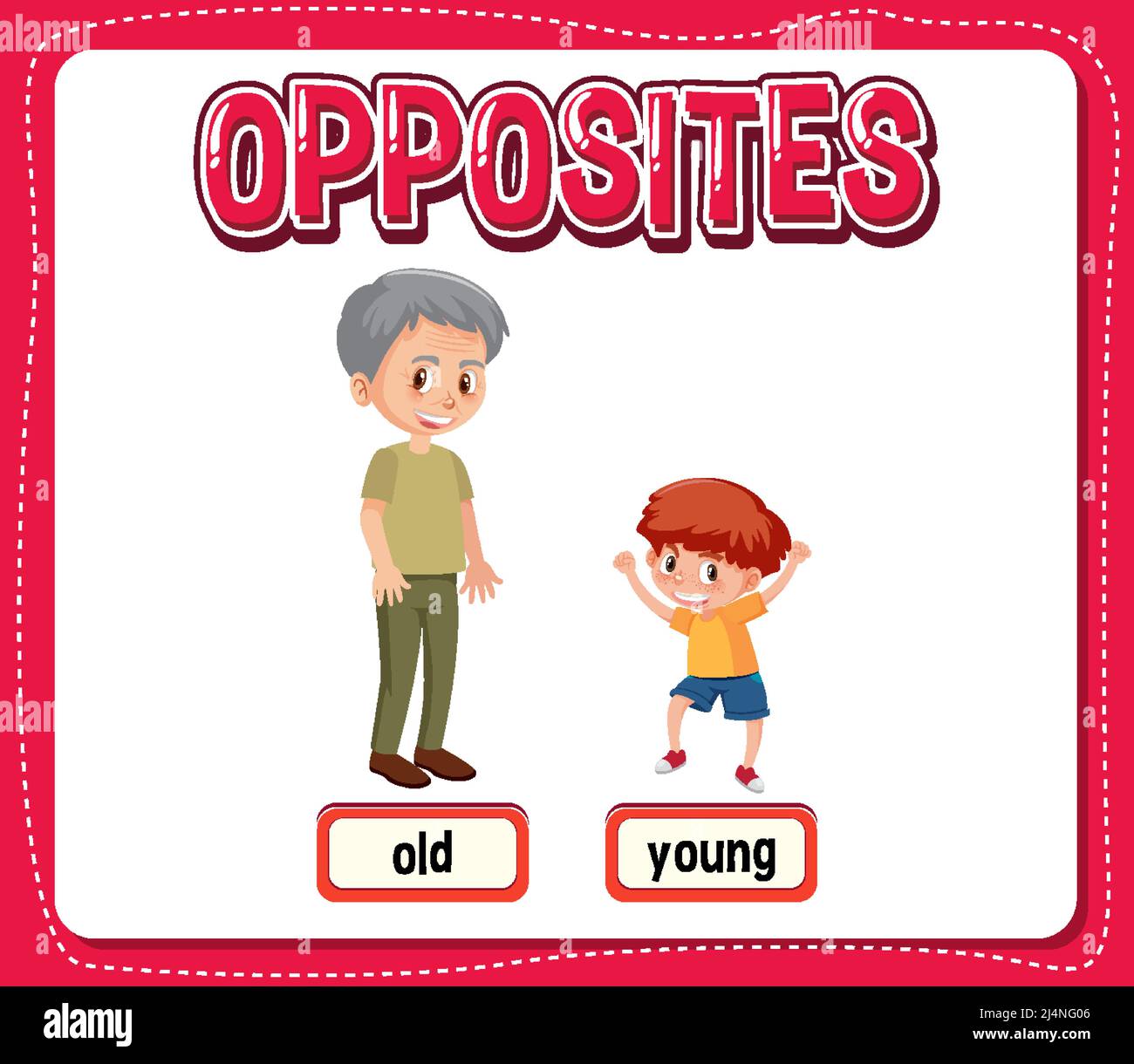 Opposite words for old and young illustration Stock Vector Image & Art ...