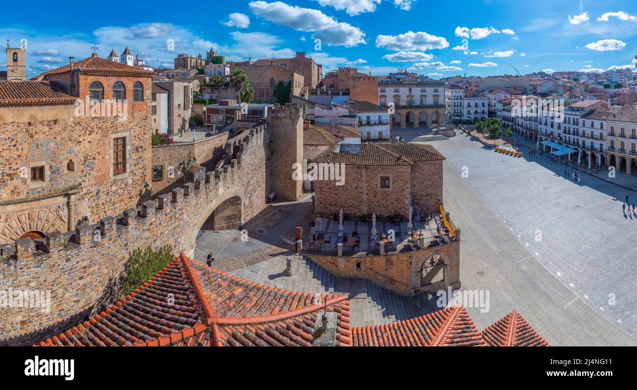 Plaza Mayor in Spanish town Caceres Stock Photo - Alamy