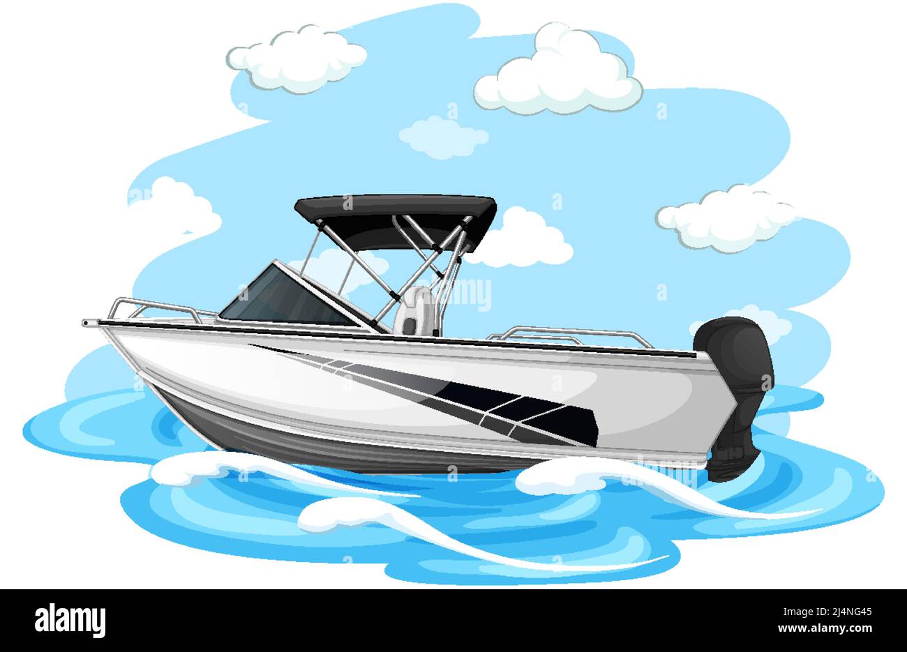 Speedboat in cartoon style on white background illustration Stock ...