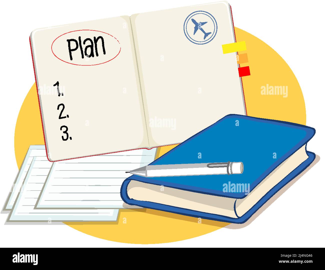 Planning notebook in cartoon style illustration Stock Vector Image ...