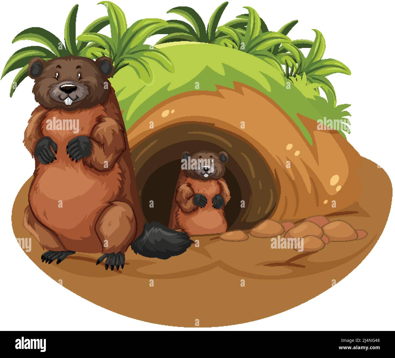 Wild animals cartoon character with burrow illustration Stock Vector ...