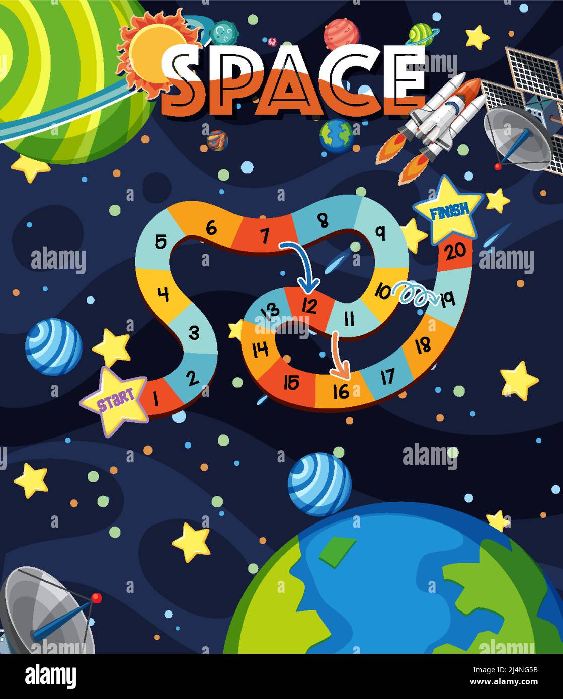 Game template with space theme background illustration Stock Vector ...