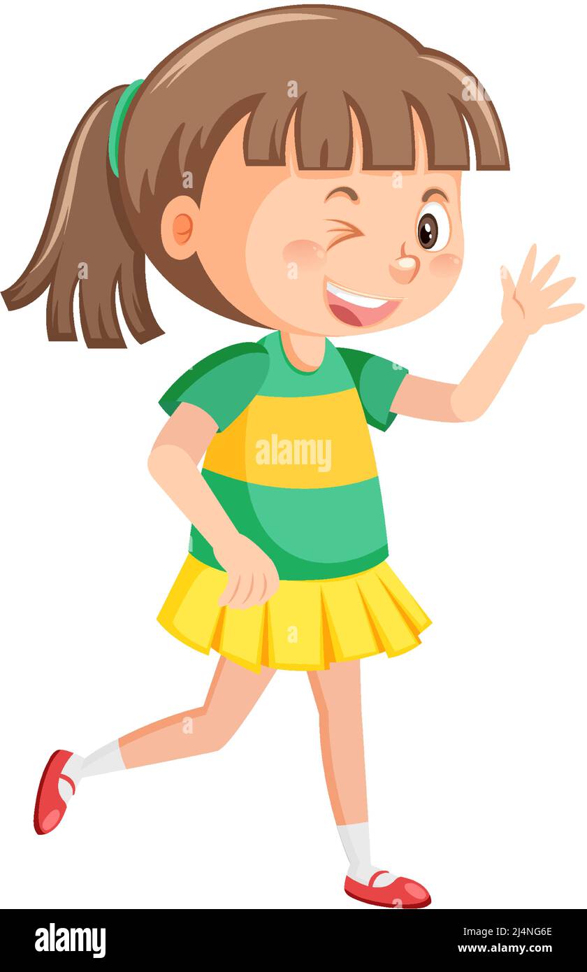 Cheerful girl with greeting gesture illustration Stock Vector Image ...