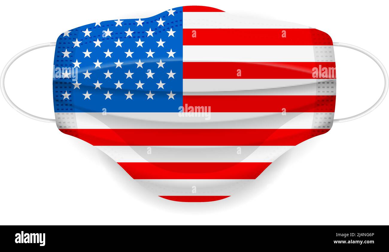 Medical mask USA flag on a white background. Vector illustration Stock ...