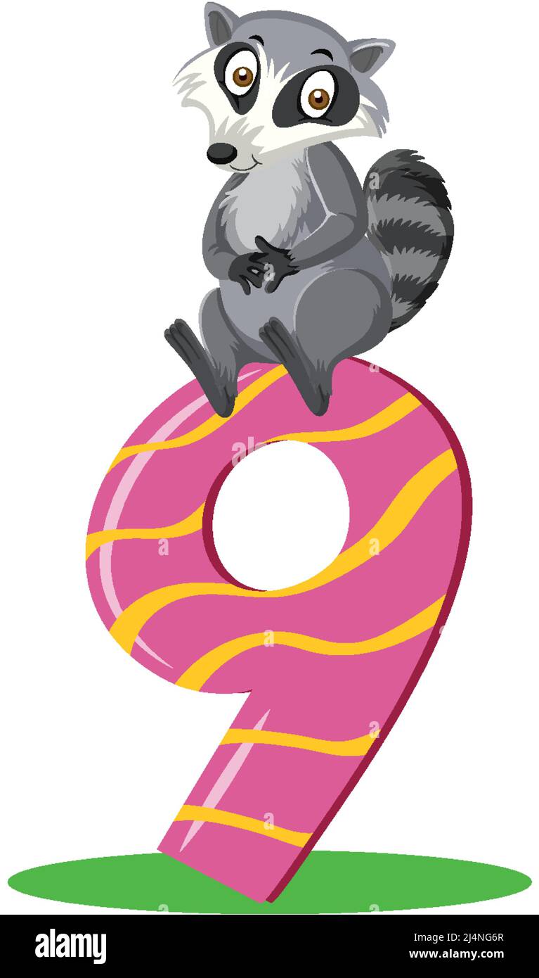 Raccoon holding the number cartoon character isolated on white ...