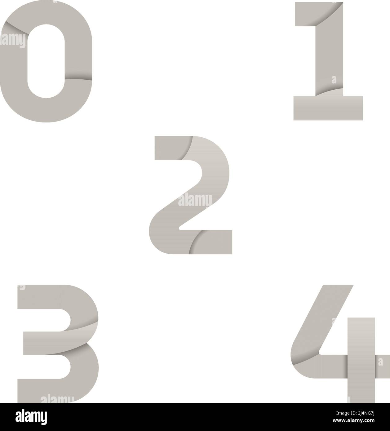 Origami style number from zero to four on a white background. Vector ...