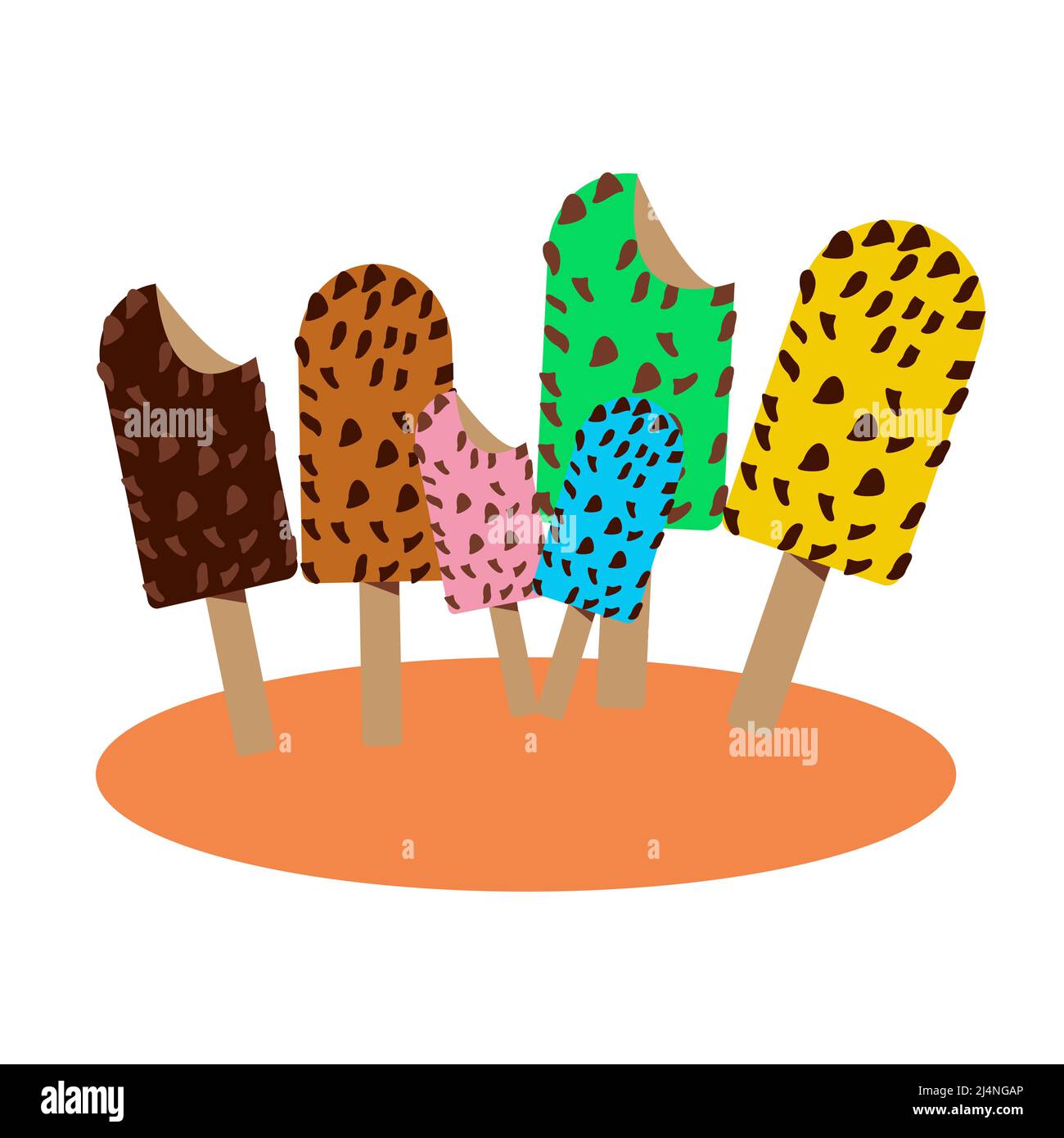 Three sticks of ice cream. pastel and colorful ice cream isolate on ...