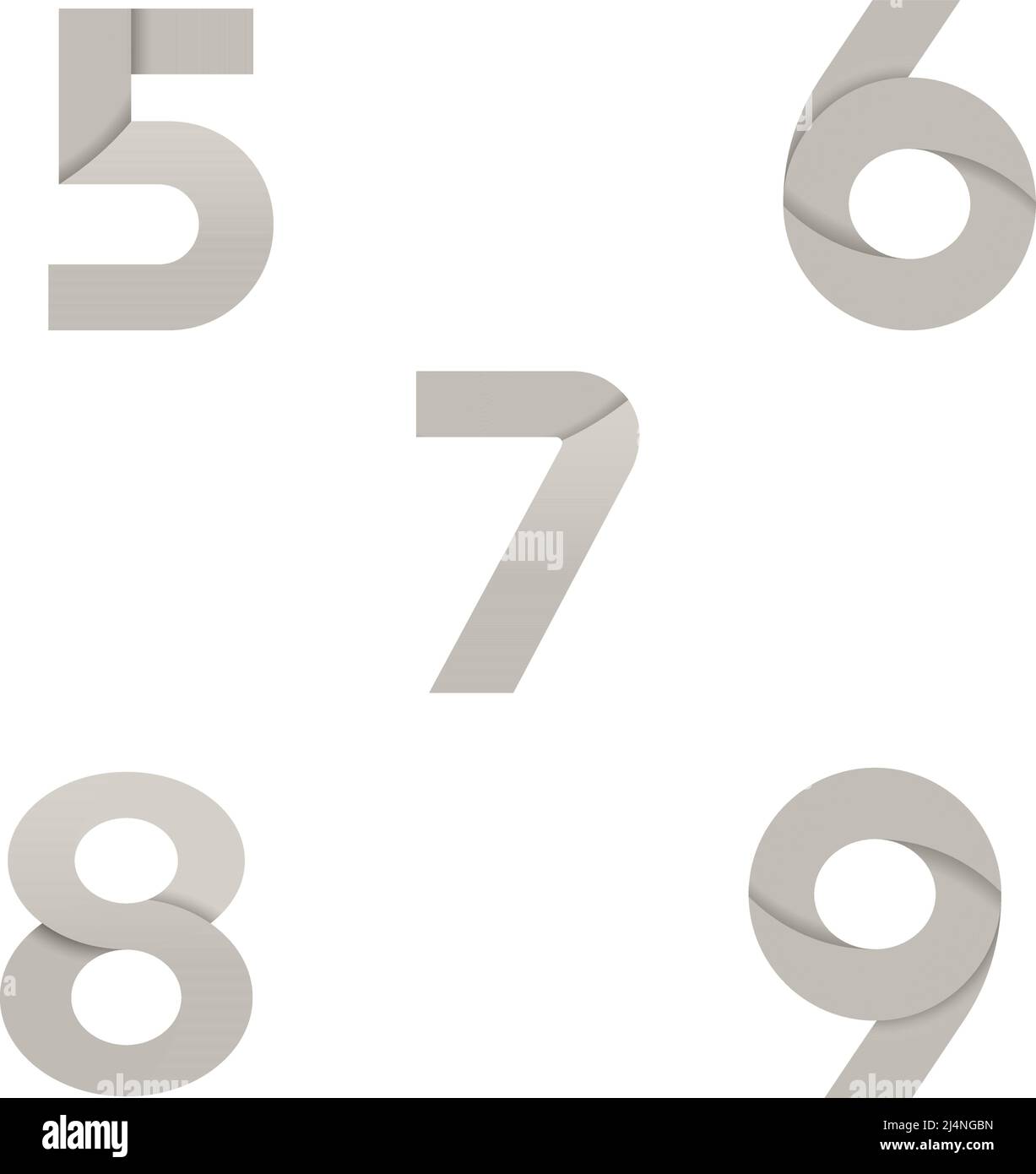 Origami style number from five to nine on a white background. Vector ...