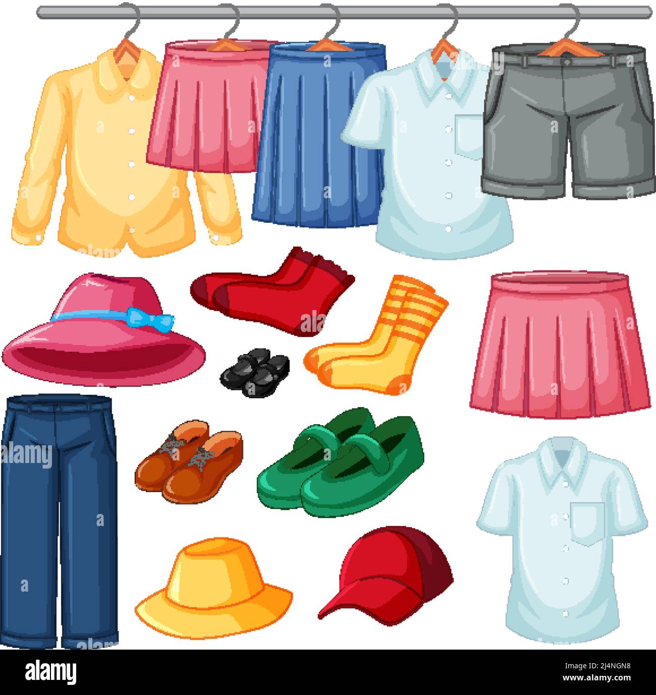 A set of different cloth on white background illustration Stock Vector ...