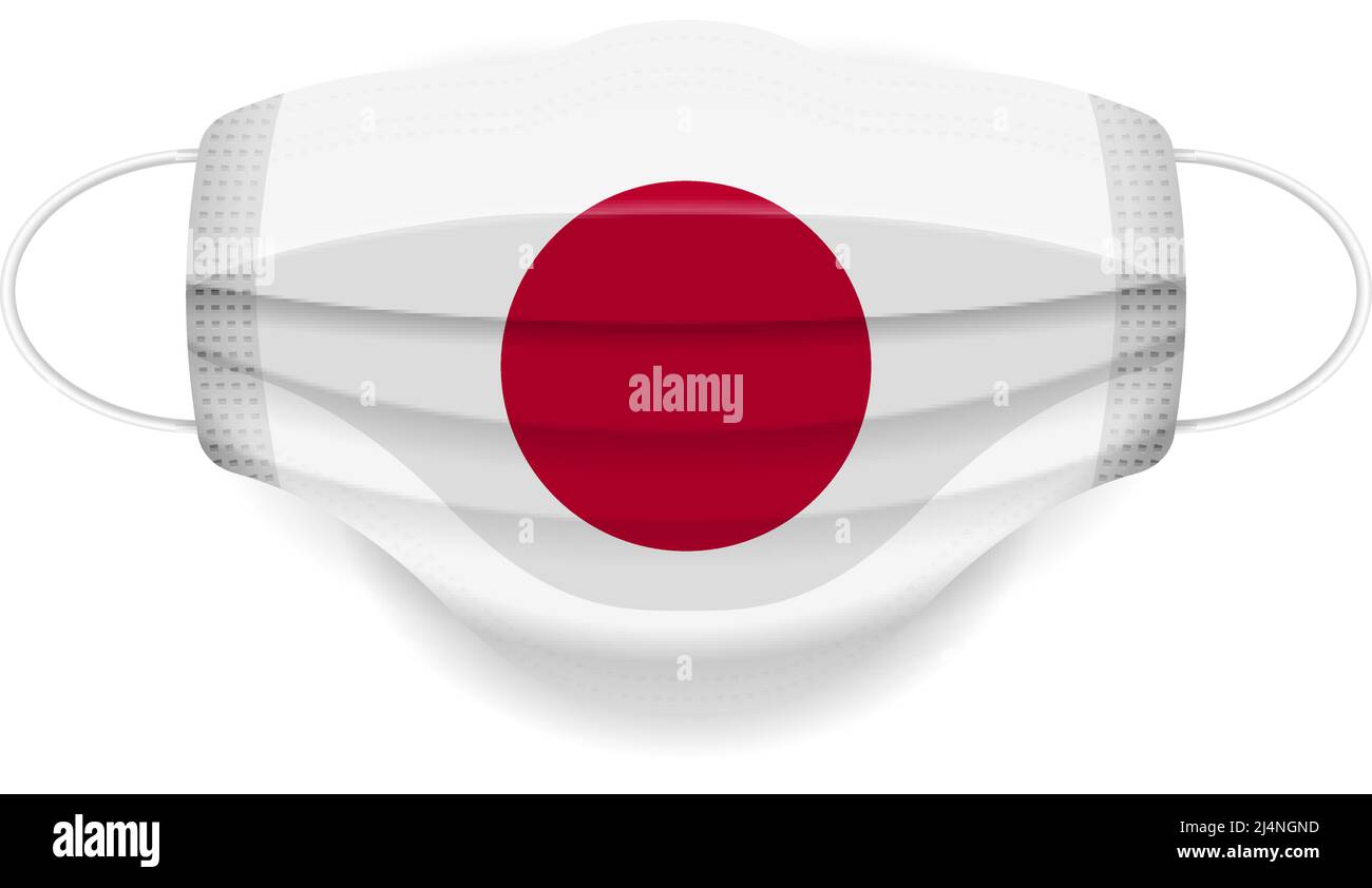 Medical mask Japan flag on a white background. Vector illustration ...
