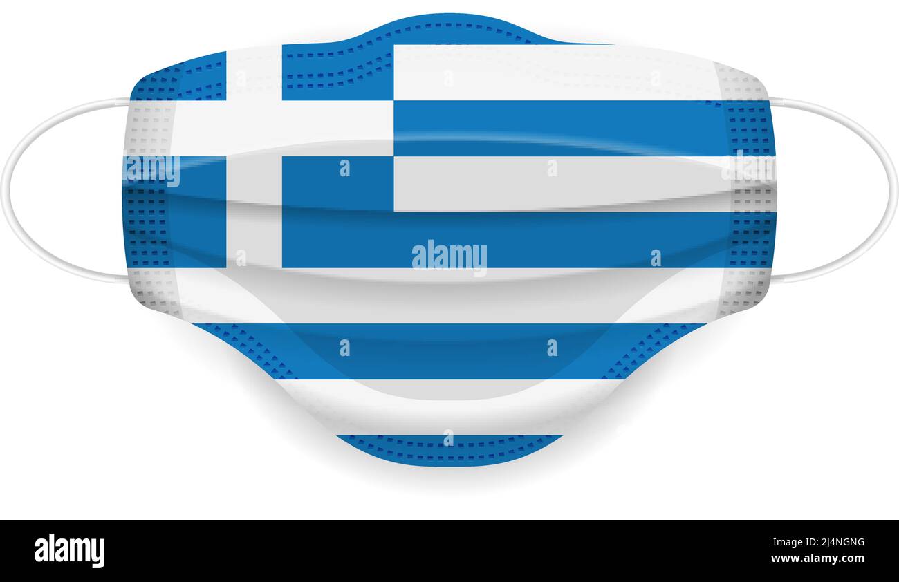 Medical mask Greece flag on a white background. Vector illustration ...