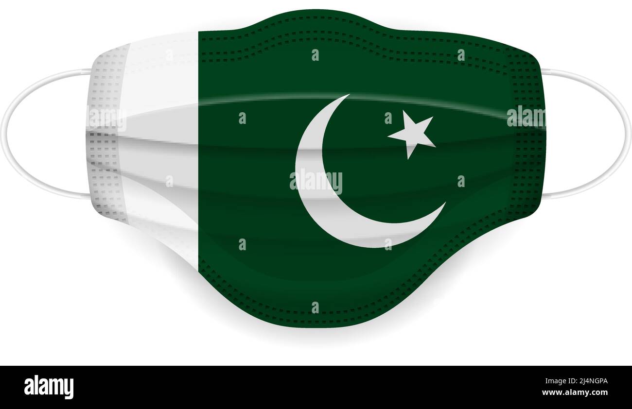 Medical mask Pakistan flag on a white background. Vector illustration ...