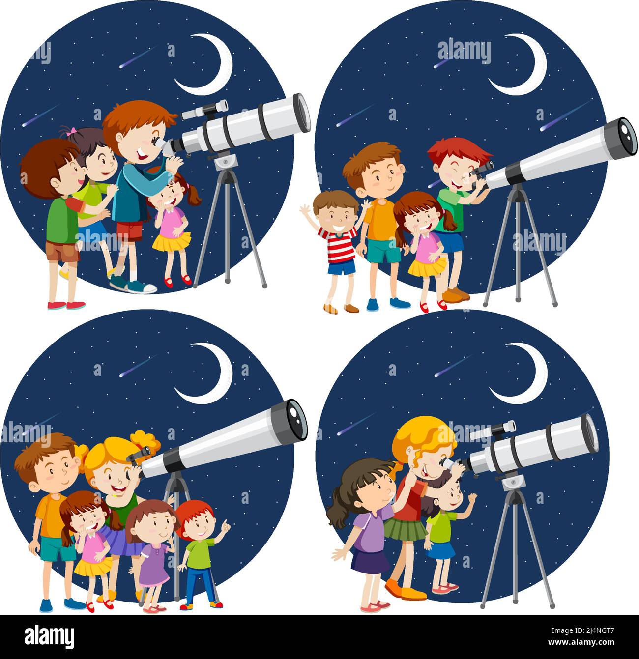 Children looking at stars sky Stock Vector Images - Alamy