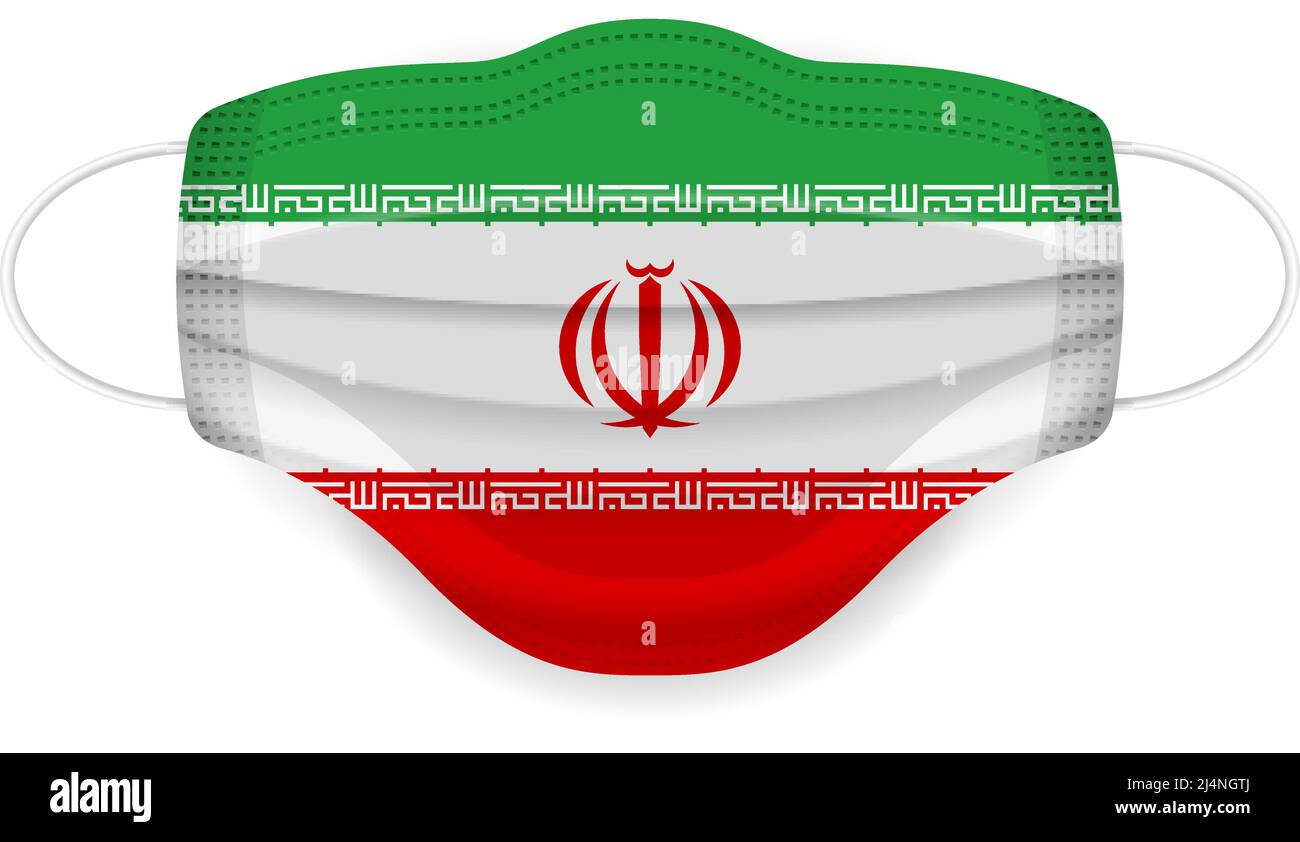 Medical mask Iran flag on a white background. Vector illustration Stock ...