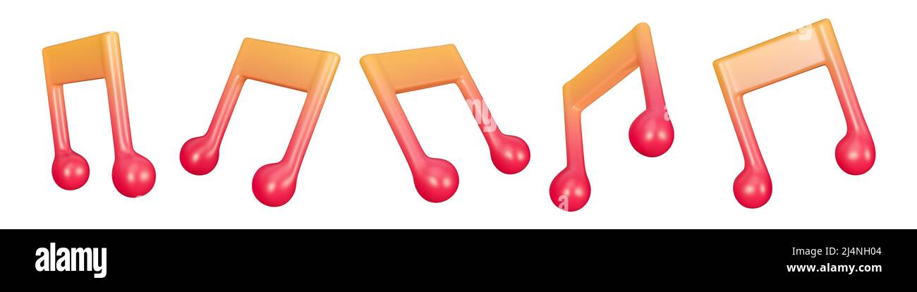 3d Render Set of Music Notes isolated on white background. Musical ...