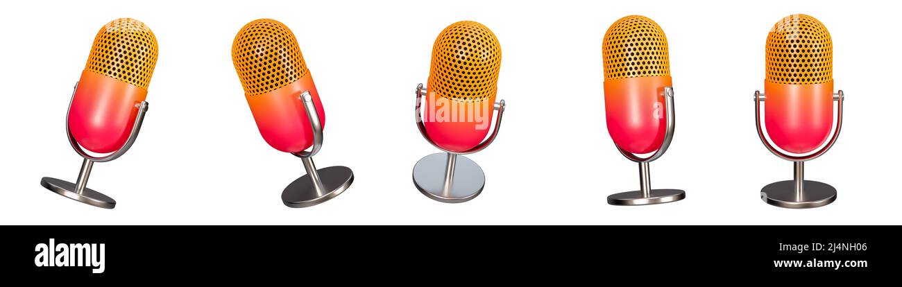 Set of Microphone as Voice Recorder on a white background. Music award ...