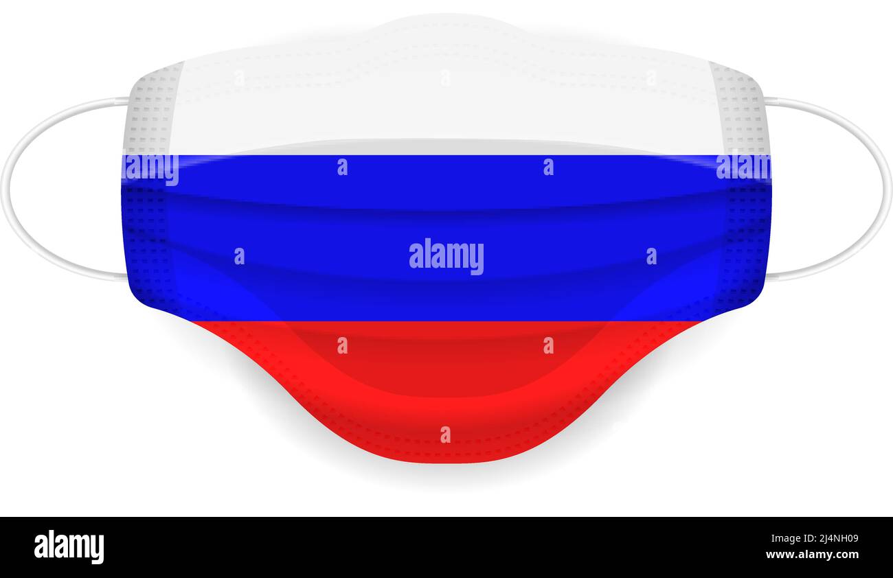 Medical mask Russia flag on a white background. Vector illustration ...