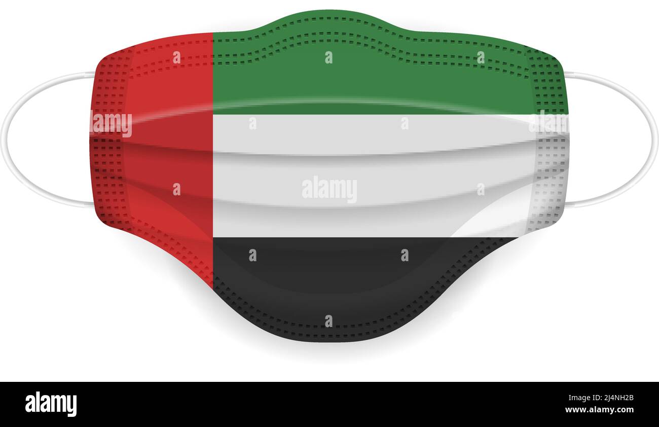 Medical mask UAE flag on a white background. Vector illustration Stock ...