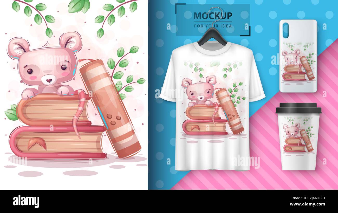 Mouse read book poster and merchandising Stock Vector Image & Art - Alamy