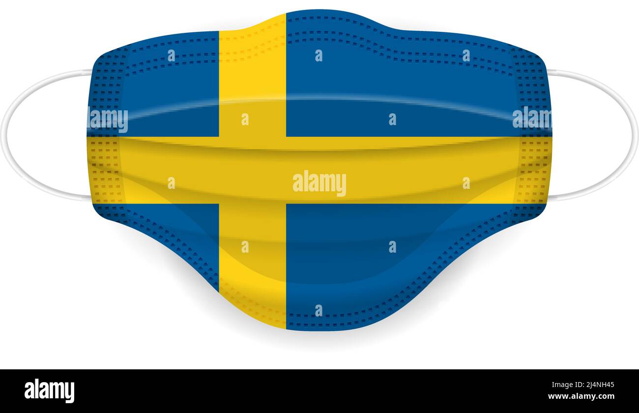 Medical mask Sweden flag on a white background. Vector illustration ...