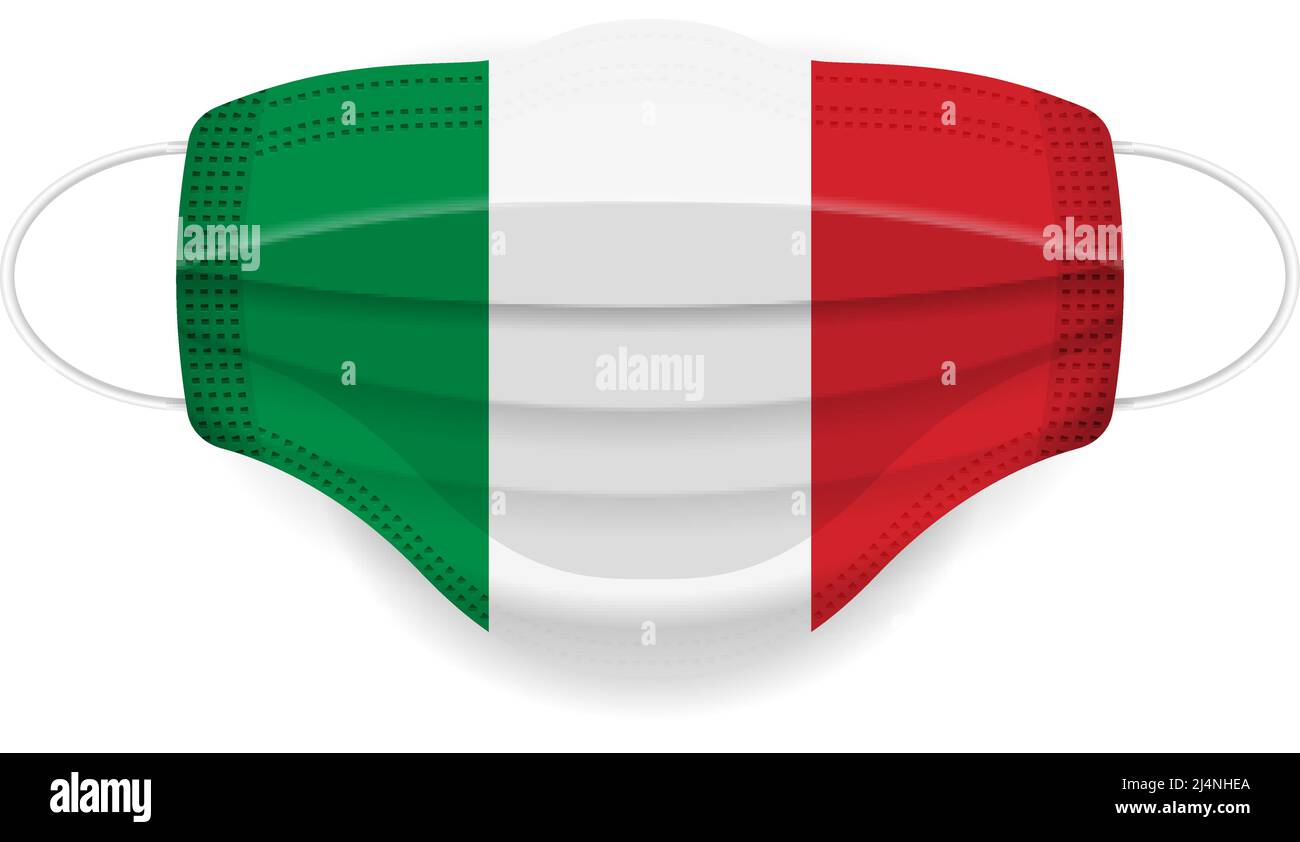 Medical mask Italy flag on a white background. Vector illustration ...