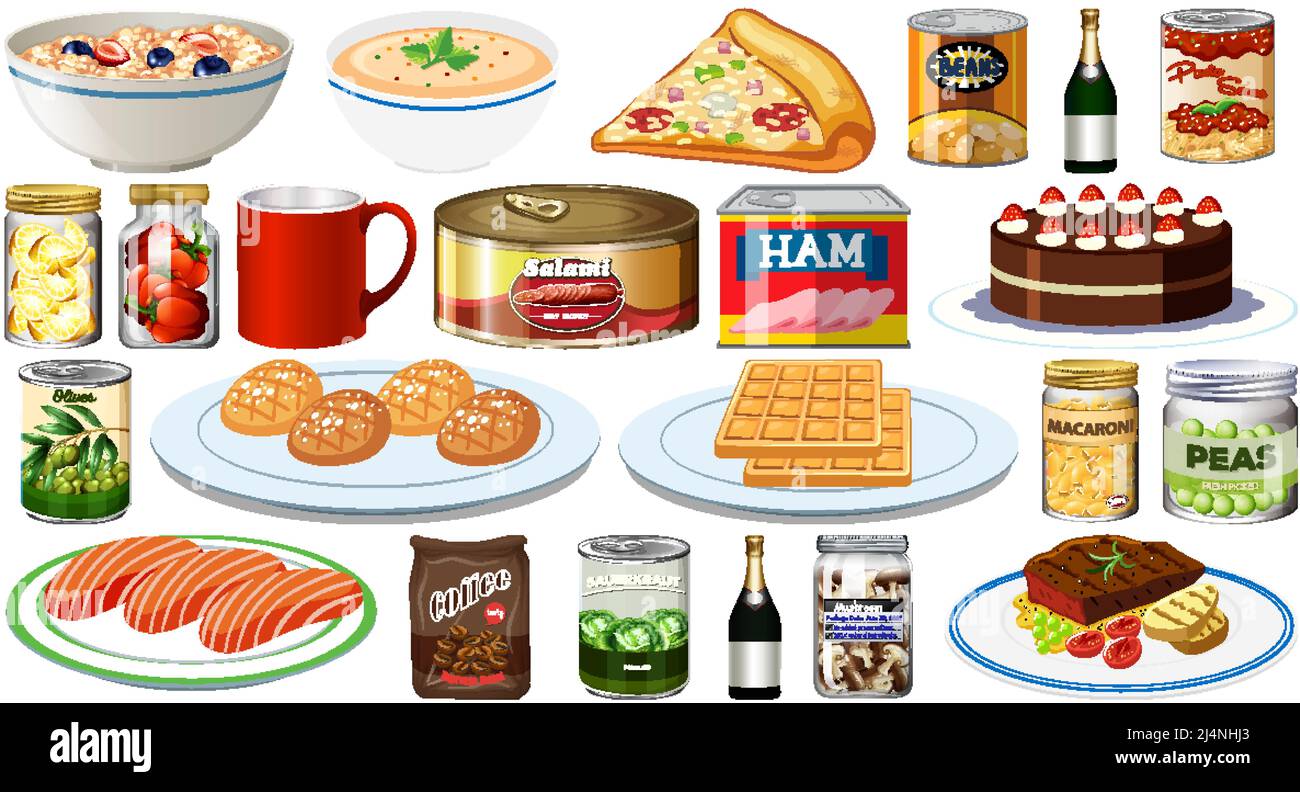 Set of different foods illustration Stock Vector Image & Art - Alamy