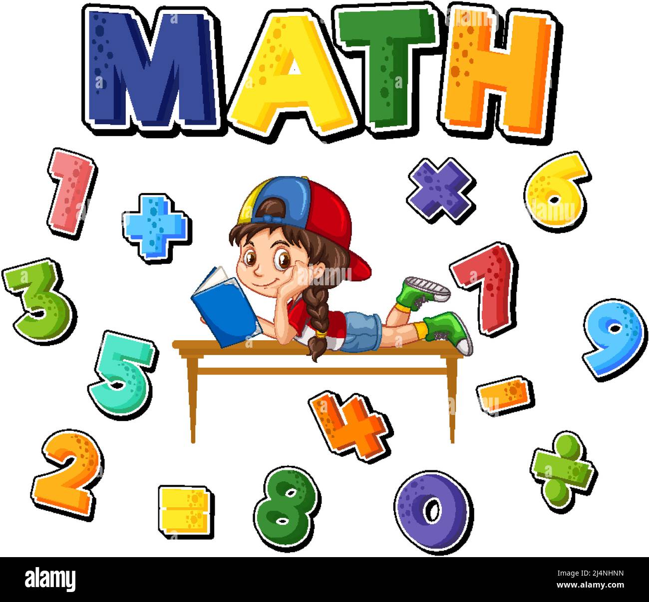 Counting number 0 to 9 and math symbols illustration Stock Vector Image ...