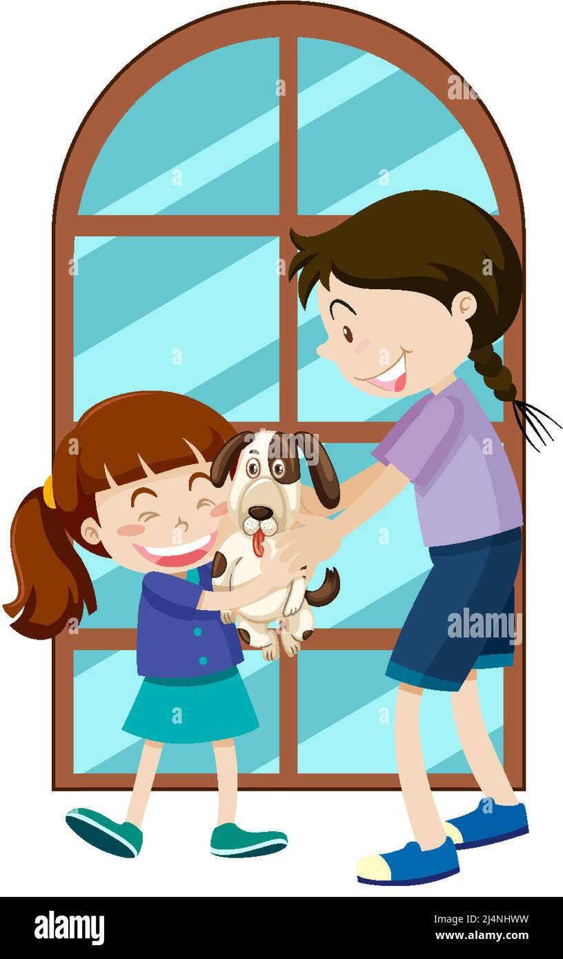 Mother giving a dog to her daughter illustration Stock Vector Image ... Mother giving a dog to her daughter illustration Stock Vector Image ...
