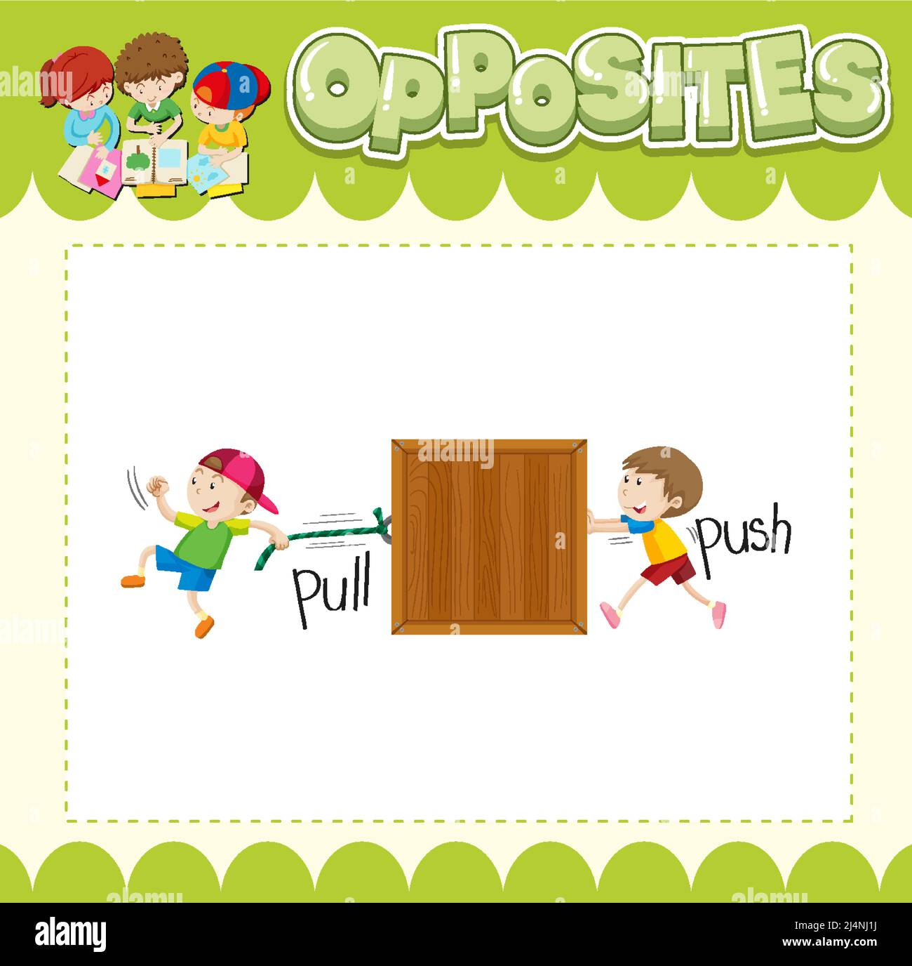 Education word card of English opposites word illustration Stock Vector ...