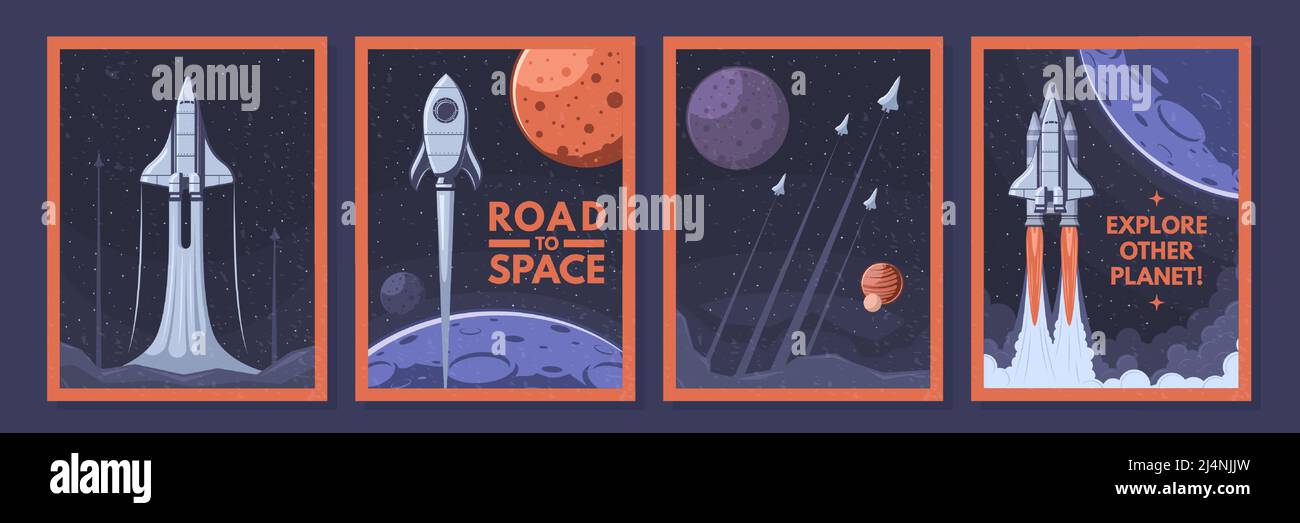 Space shuttle and rockets posters. Rocket launch, explore other planet ...