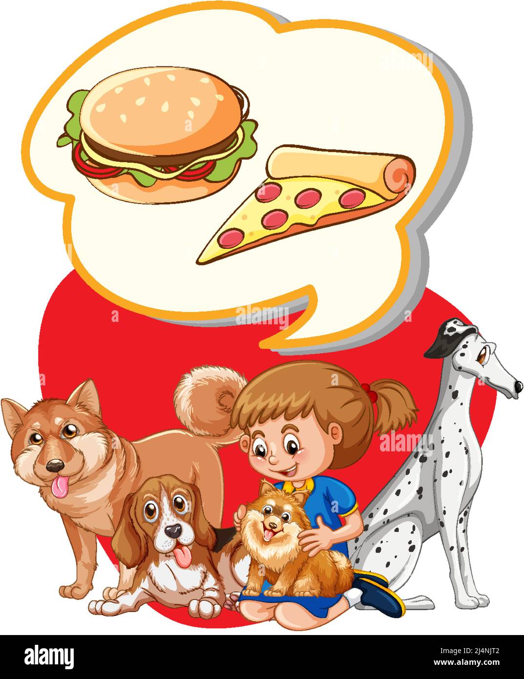 Girl and many dogs illustration Stock Vector Image & Art - Alamy