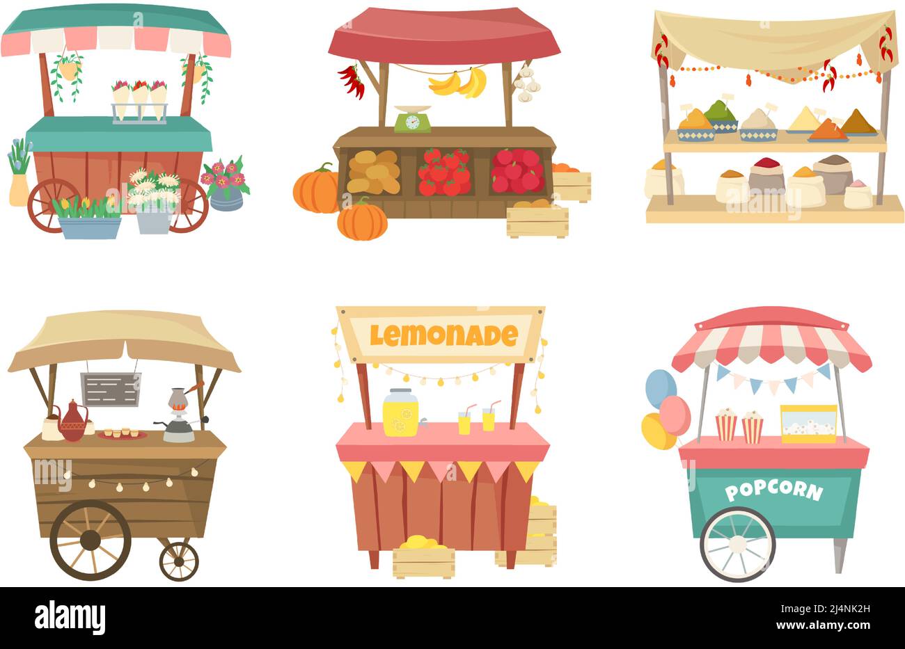 Outdoor market stalls. Grocery street fair, local flowers stall and ... Outdoor market stalls. Grocery street fair, local flowers stall and ...