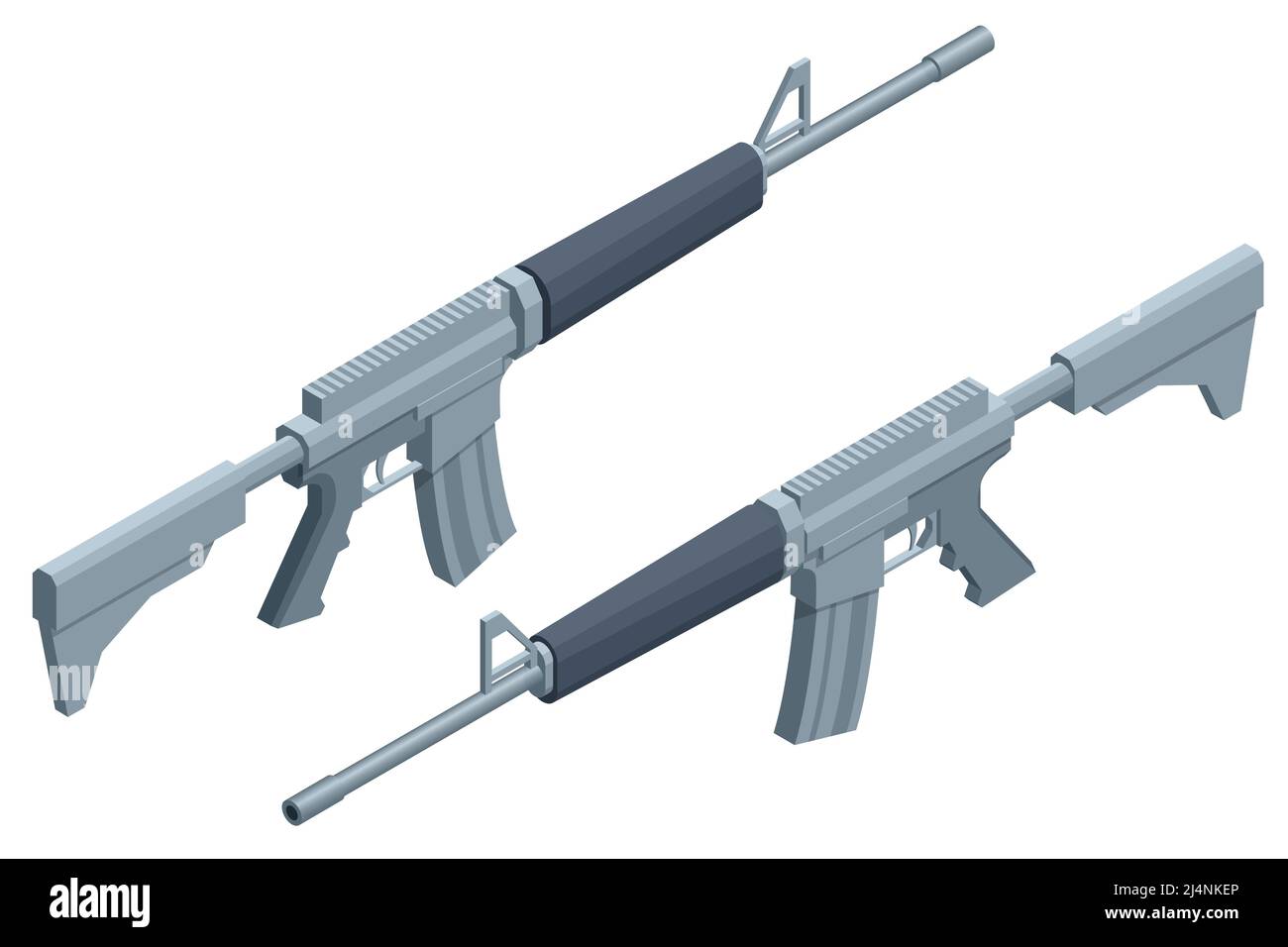 Isometric Modern automatic rifle isolate on a white background ...